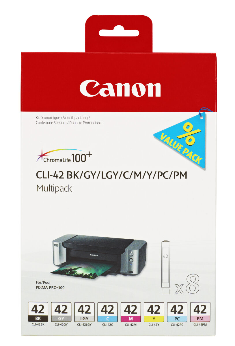 Canon CLI-42 8-Patronen Multipack BK C M Y GY PC PM LGY, 123,17